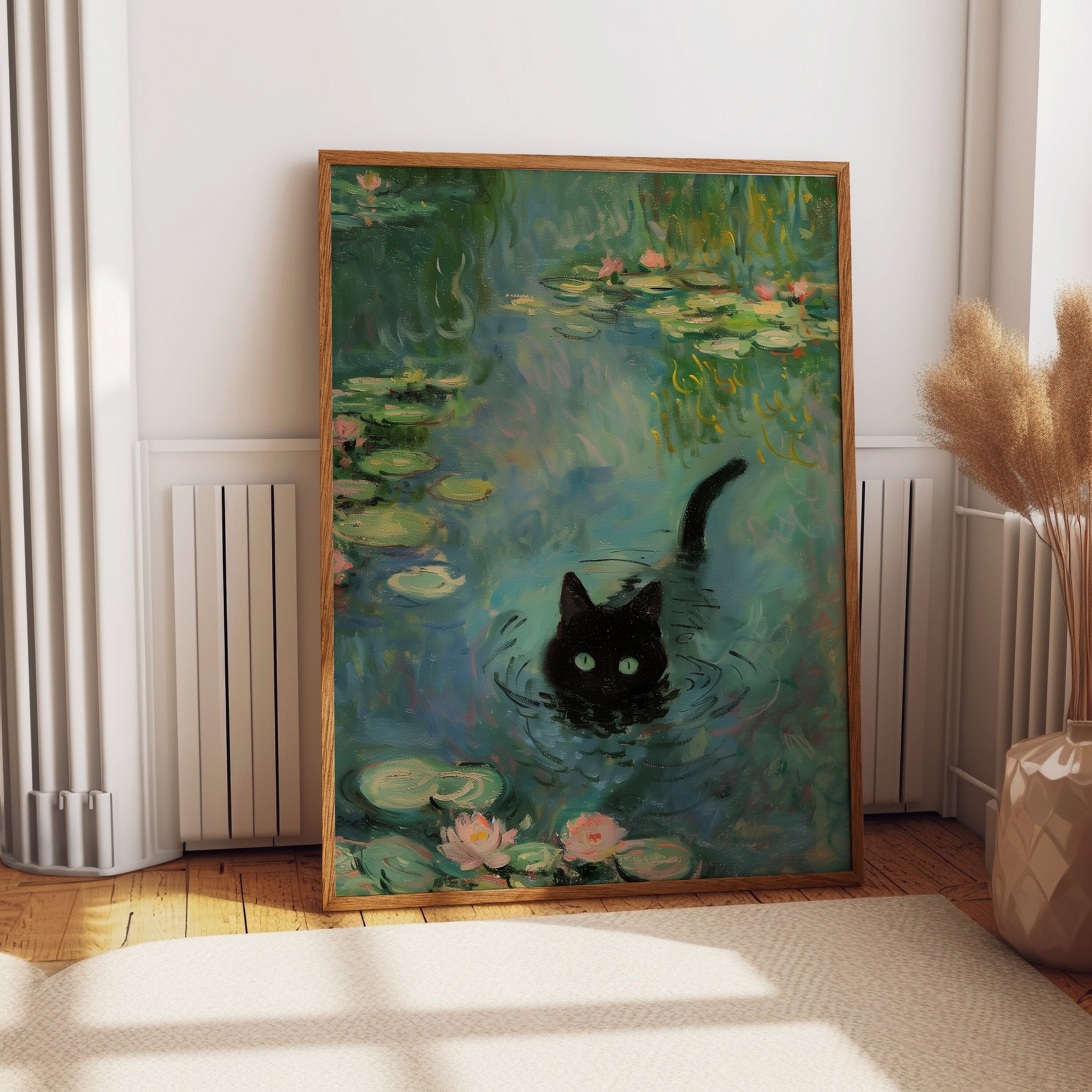 Claude Monet Cat Poster, Monet Waterlily Cat Print, Cat Art, Funny Cat ...