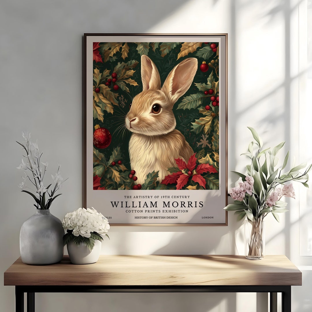 William Morris Rabbit Print, Christmas Wall Art, William Morris Hare ...