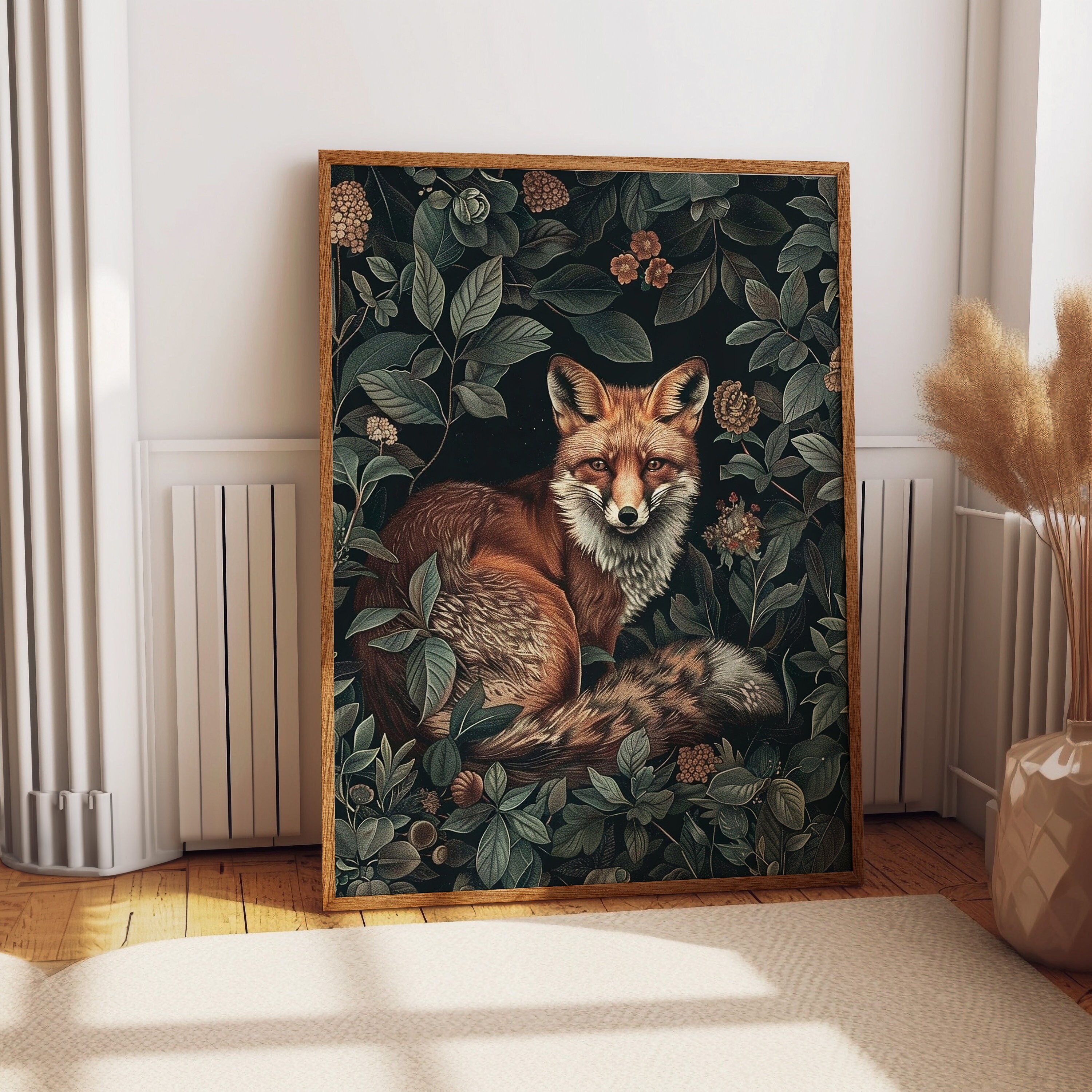 Vintage Dark Academia Fox Oil Painting Wall Art, Rustic and Realistic ...