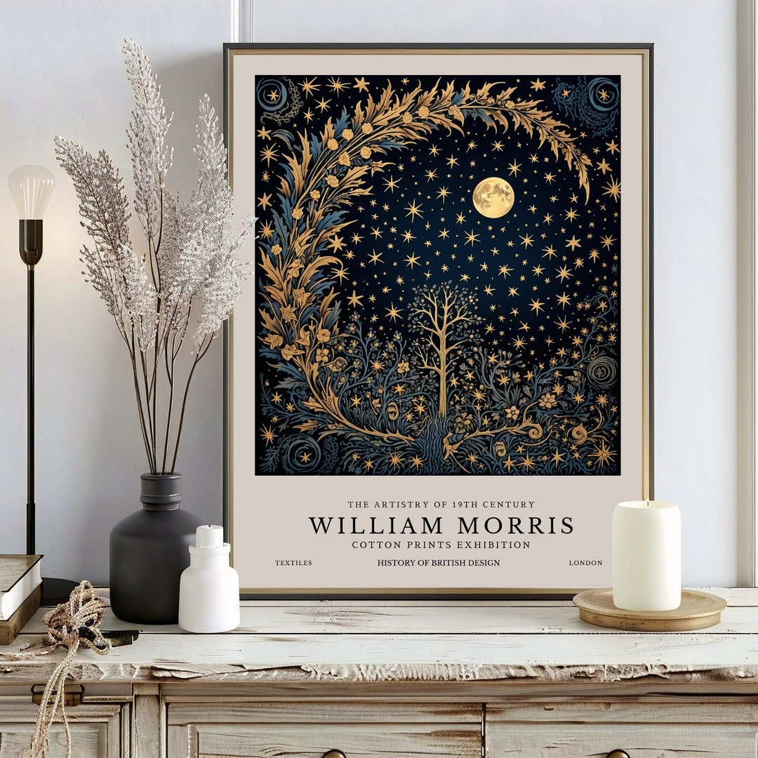 William Morris Moon and Stars Print, William Morris Exhibition Print ...