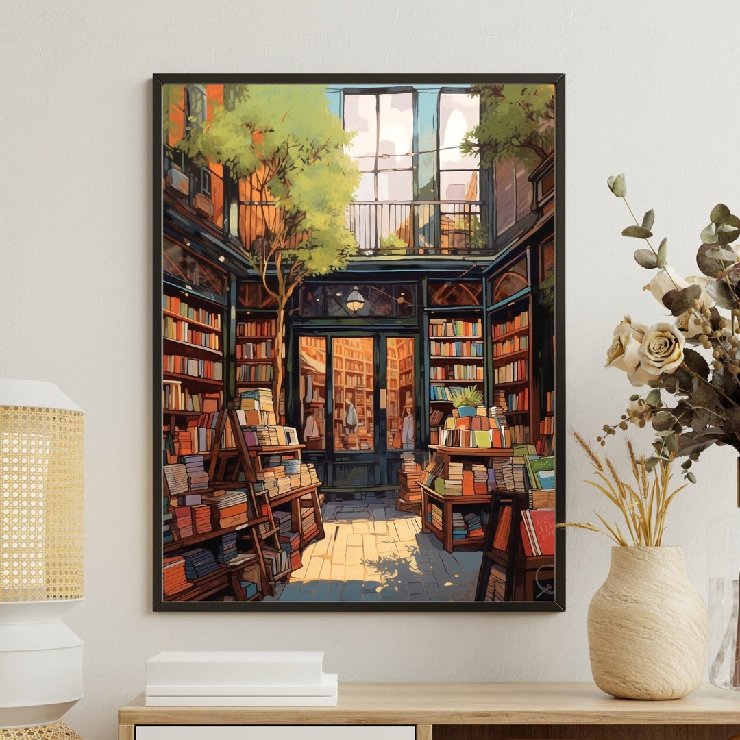 Vintage Book Store Print, Book Shop Print, Book Nook Poster, Reading ...