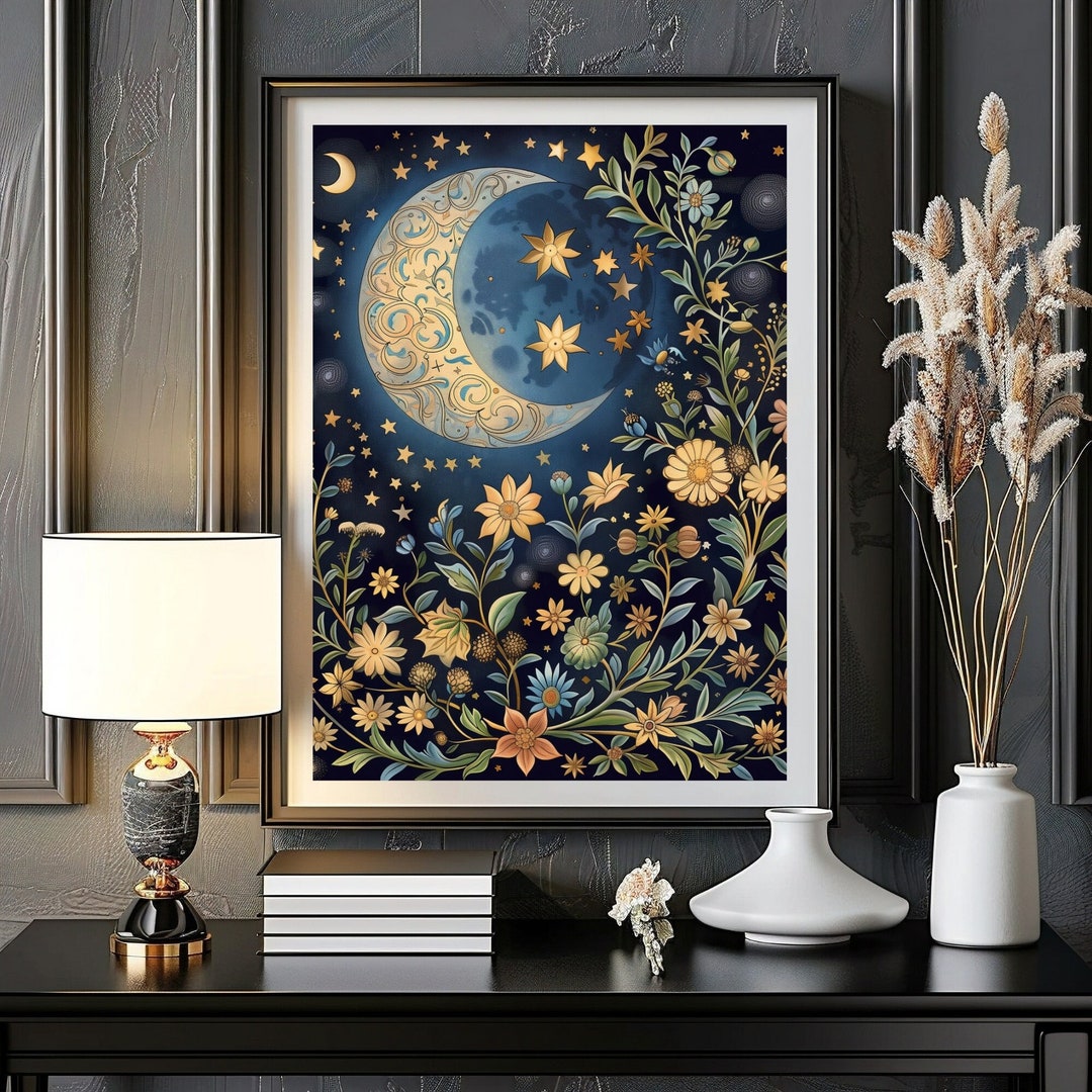 William Morris Moon and Star Print, William Morris Exhibition Print ...