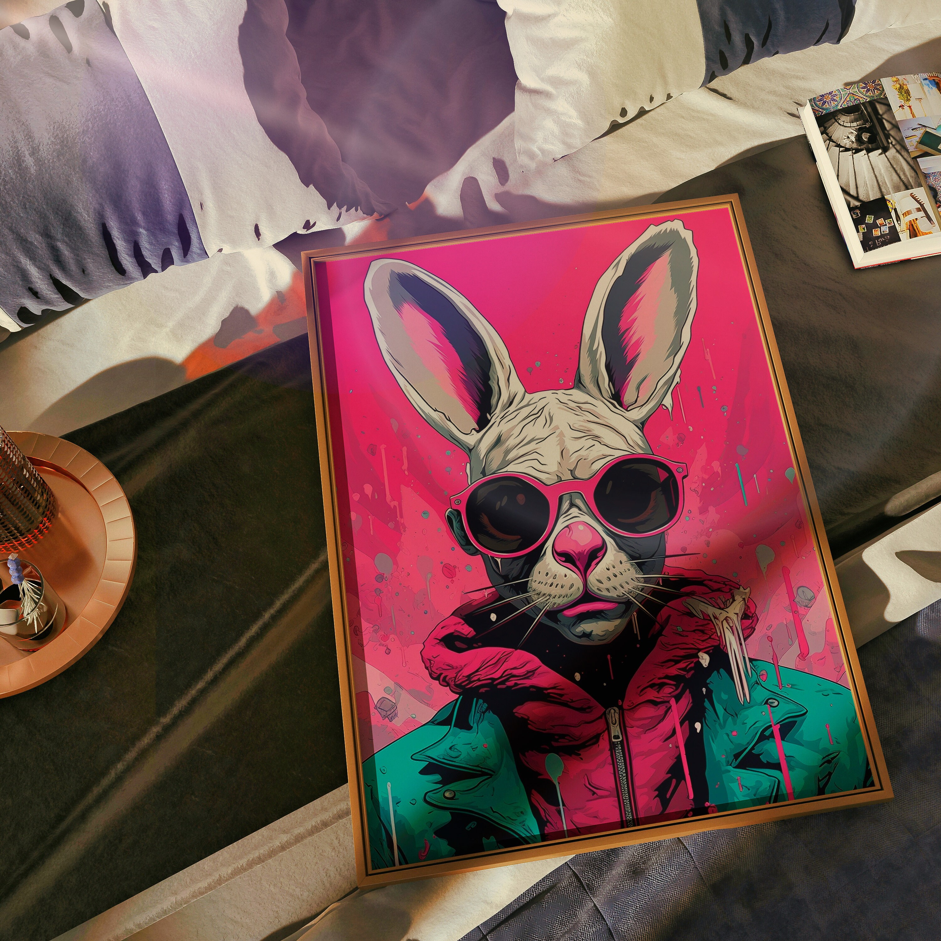 Bunny Rabbit Wall Art Printable Digital, Pop Art Bunny Art, Street Art ...