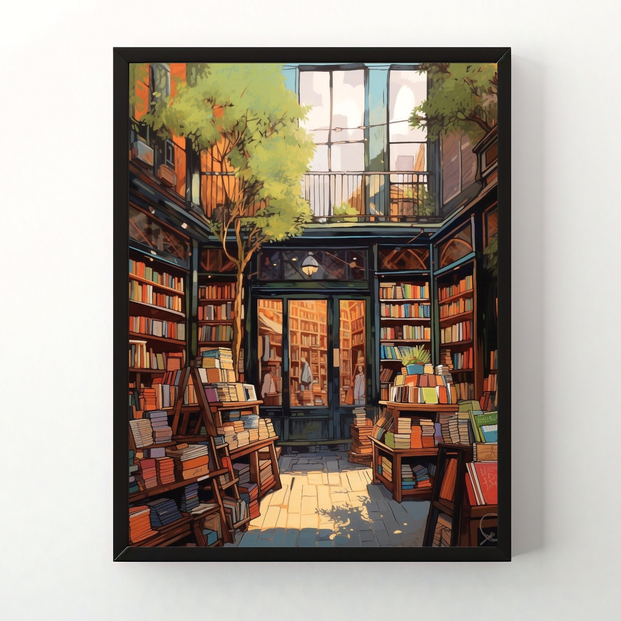 Vintage Book Store Print, Book Shop Print, Book Nook Poster, Reading ...