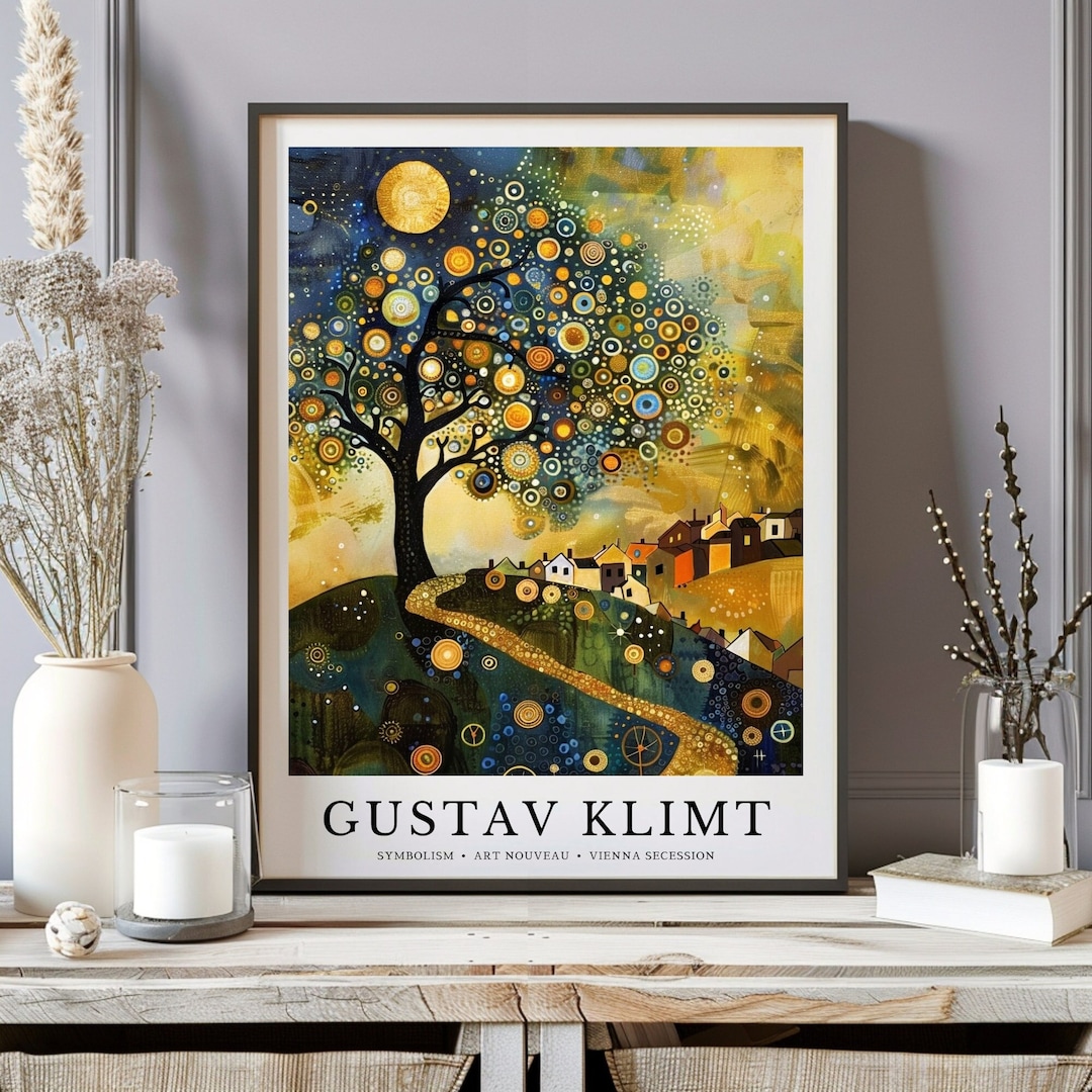 Gustav Klimt Village Night Print, Gustav Klimt Poster, Klimt Exhibition ...