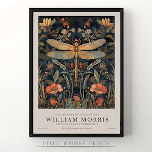 William Morris Dragonfly Print, William Morris Poster, William Morris Exhibition Print, Vintage ...