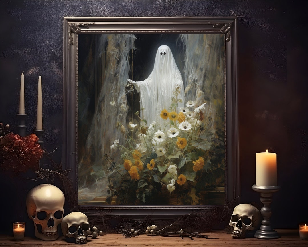 Daisy Ghost Digital Print, Vintage Halloween Poster, Dark Romantic ...