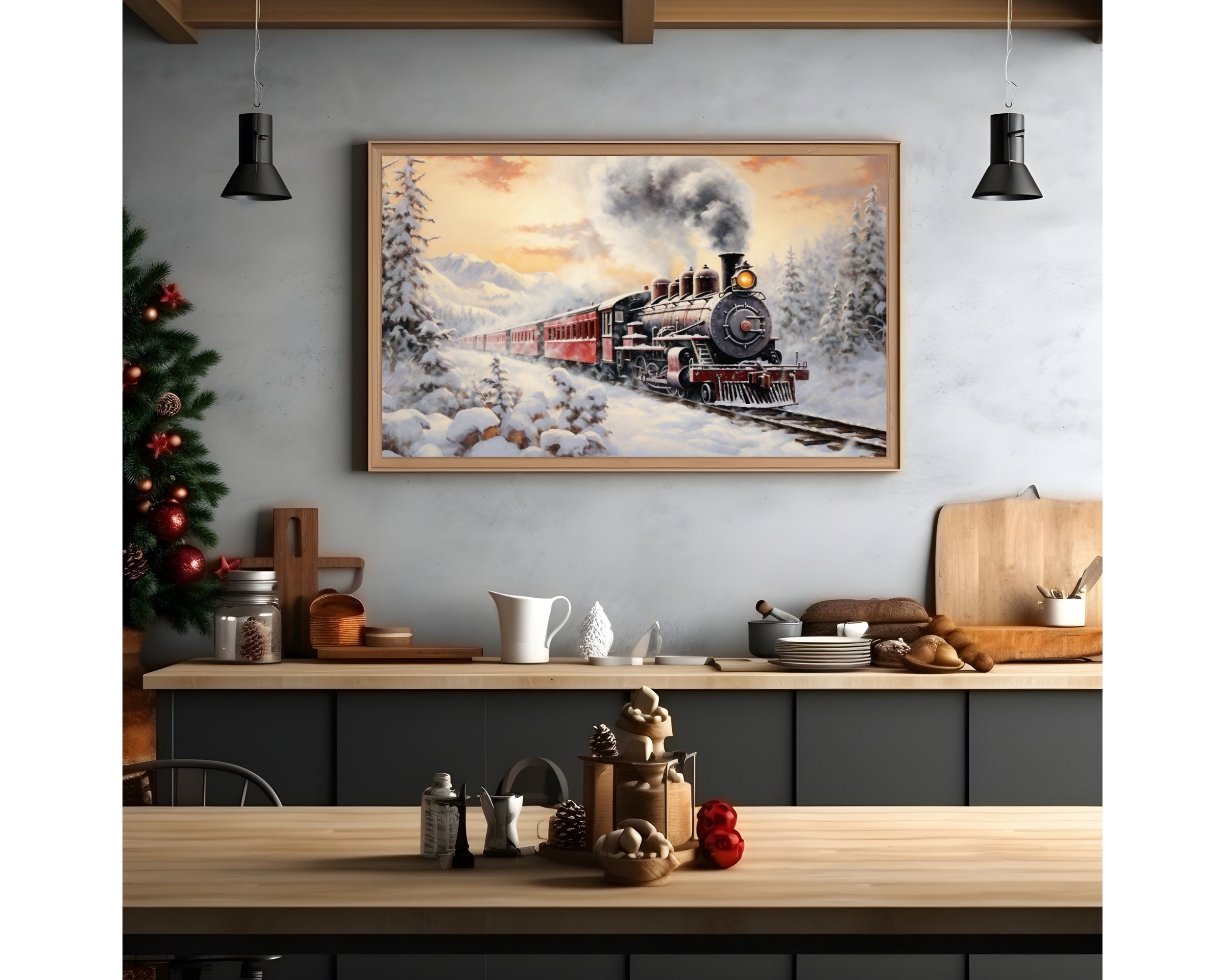 Winter Train Printable Art Printable Winter Train Print - Etsy