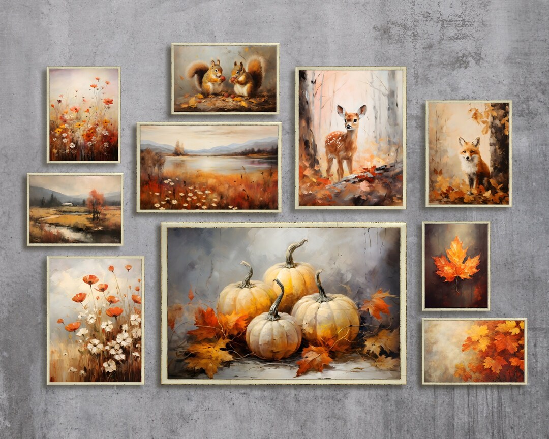Autumn Gallery Wall Prints Set of 10, Fall Printable Art Gallery, Wall ...
