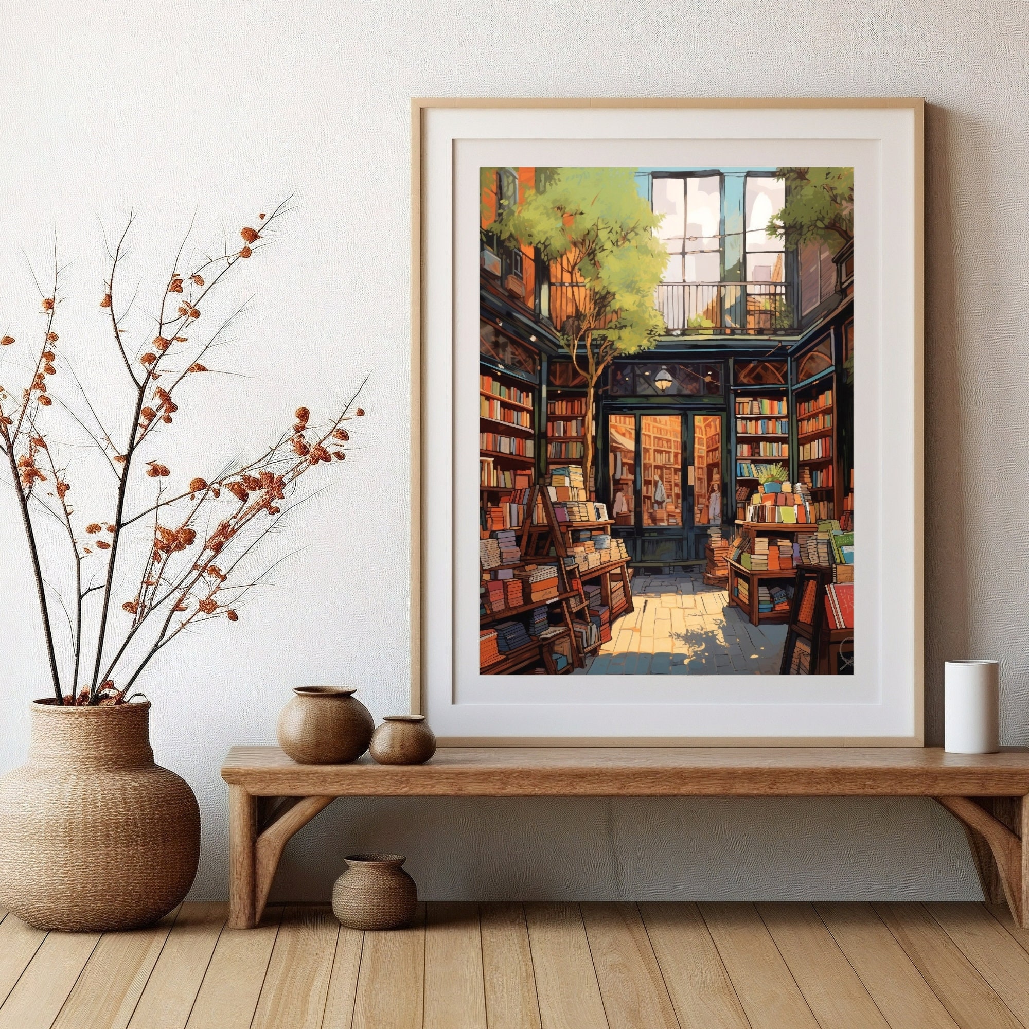 Vintage Book Store Print, Book Shop Print, Book Nook Poster, Reading ...