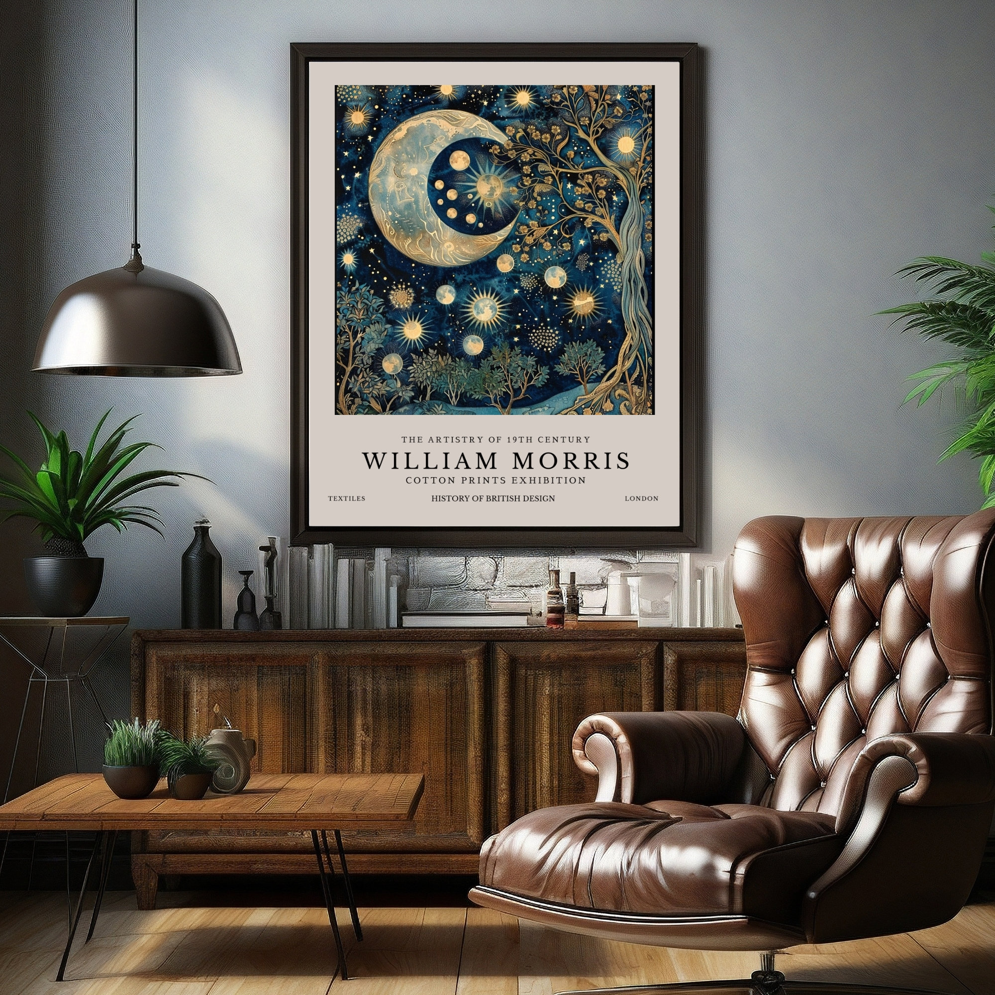 William Morris Moon and Star Print, William Morris Exhibition Print ...