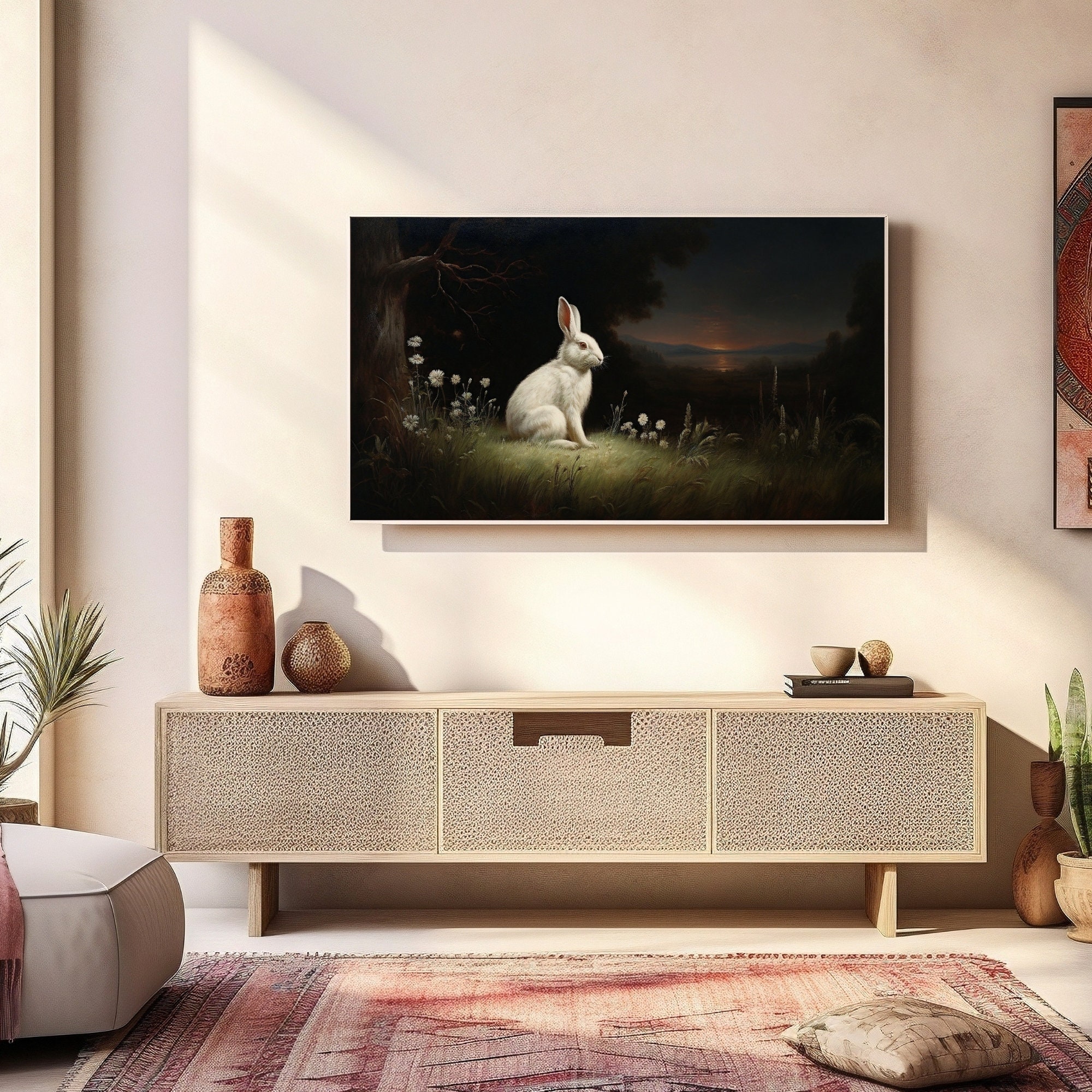 Samsung Frame TV Art, Rabbit Bunny Art for Frame TV, Easter Frame TV ...