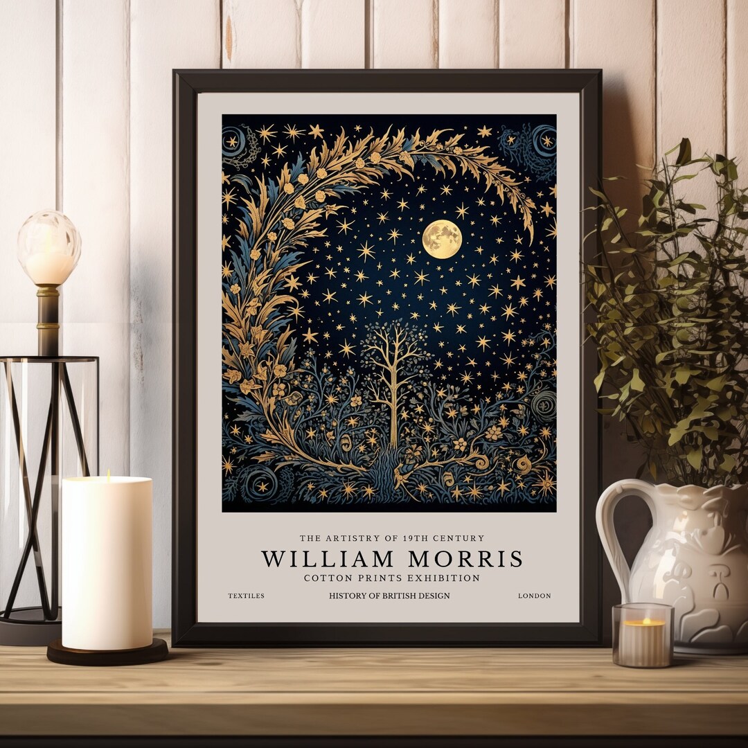 William Morris Moon and Star Print, William Morris Poster, William ...