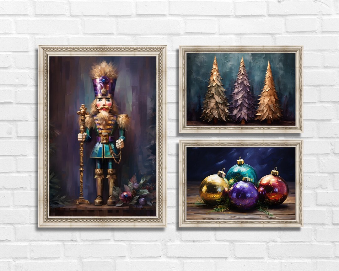 Christmas Gallery Wall Prints Set of 3, Christmas Jewelry Tone ...