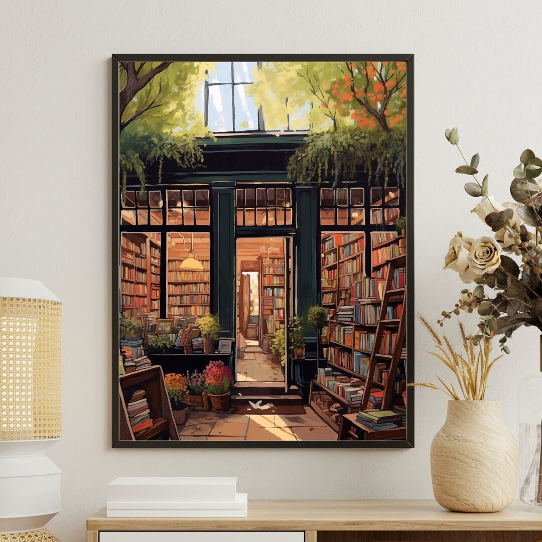 Vintage Book Store Poster, Book Lovers Gift, Book Shop Print, Reading ...