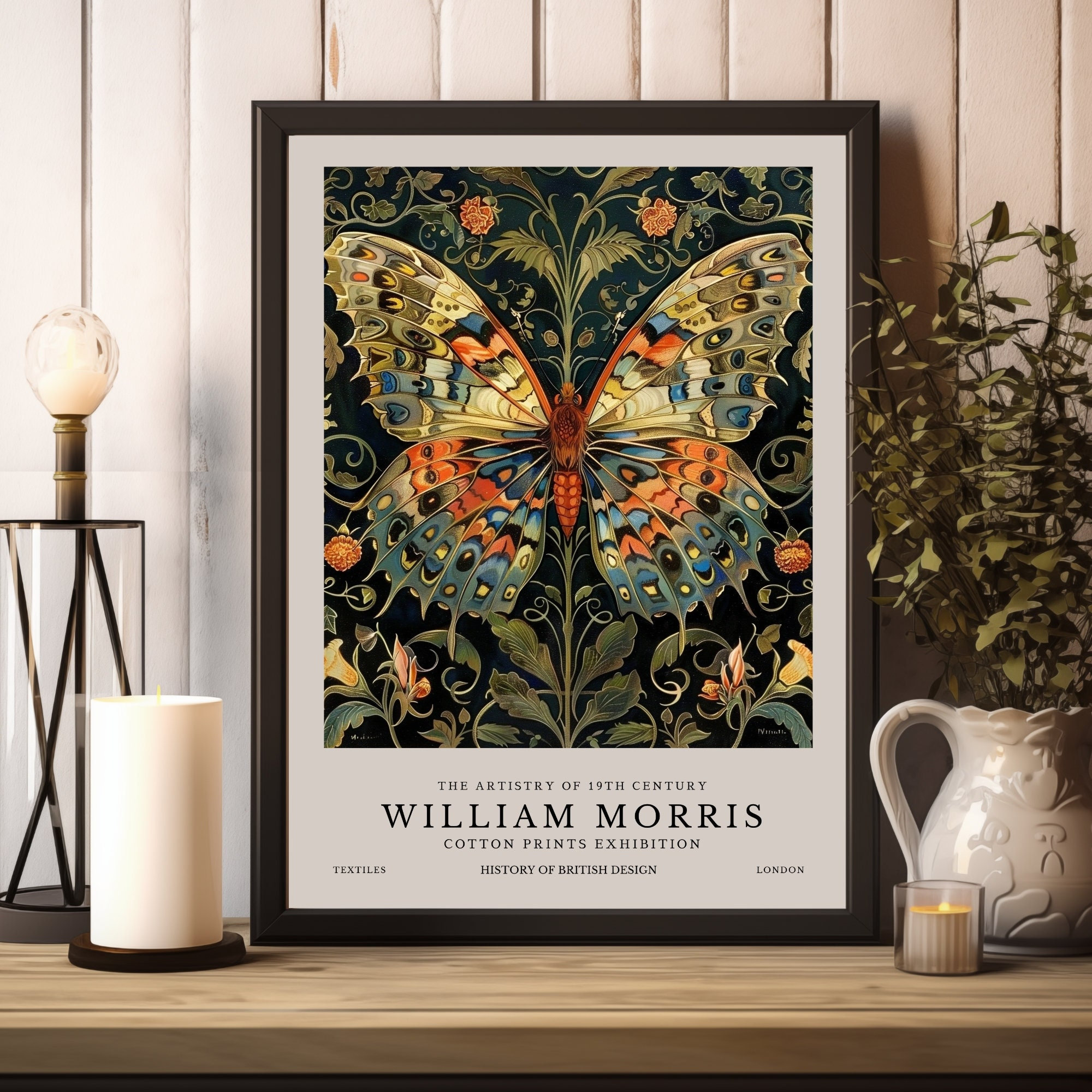 William Morris Butterfly Print, William Morris Exhibition Print ...