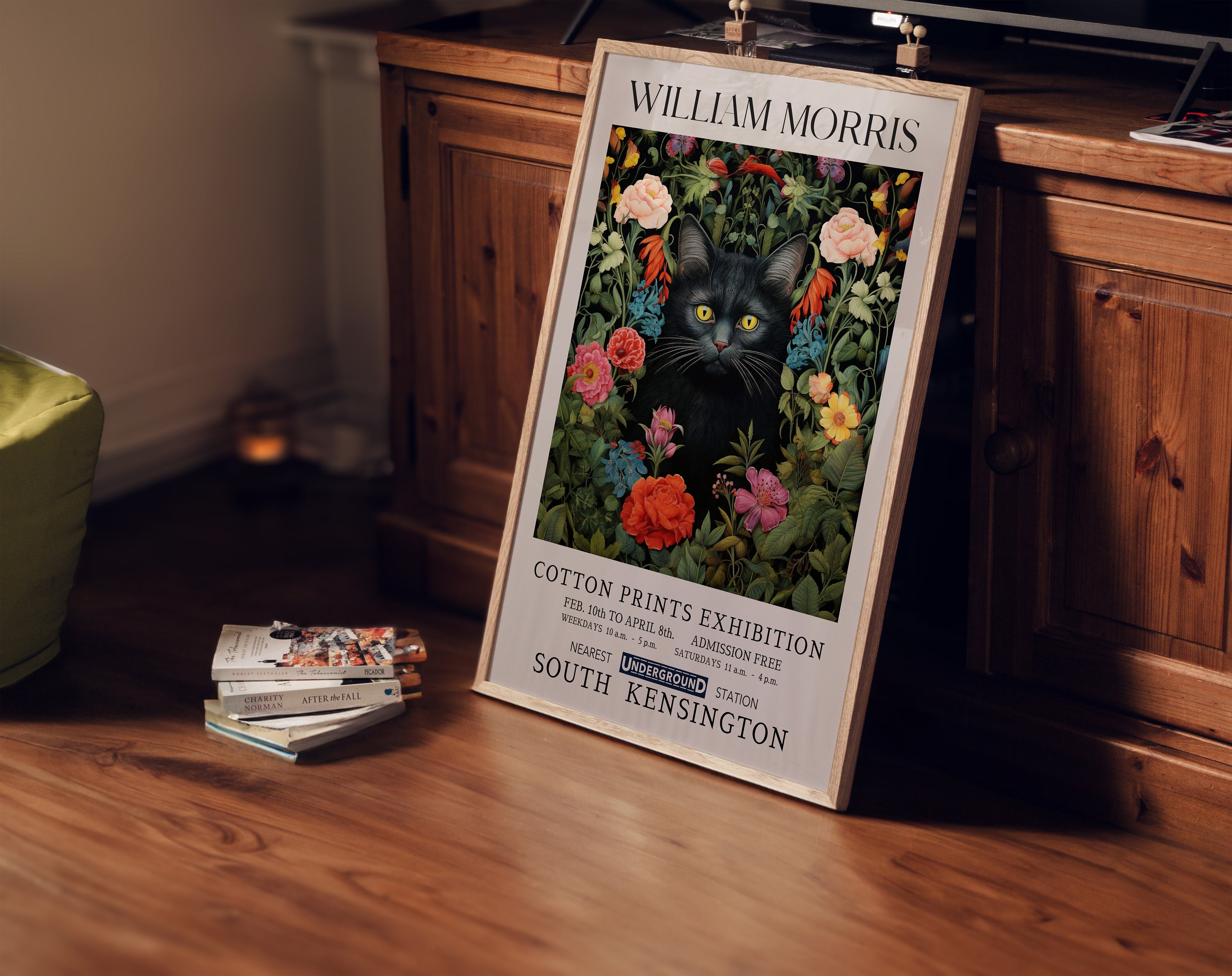 William Morris Print, William Morris Exhibition Print, Black Cat ...