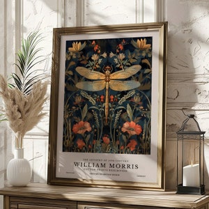 William Morris Dragonfly Print, William Morris Poster, William Morris Exhibition Print, Vintage ...