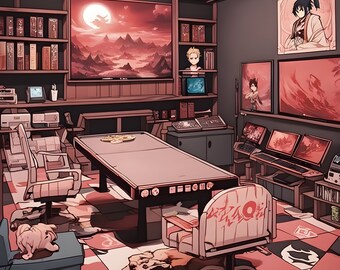 Blue and Pink Colored Couple Dual Setup Gaming Room for a Girl and Boy ...