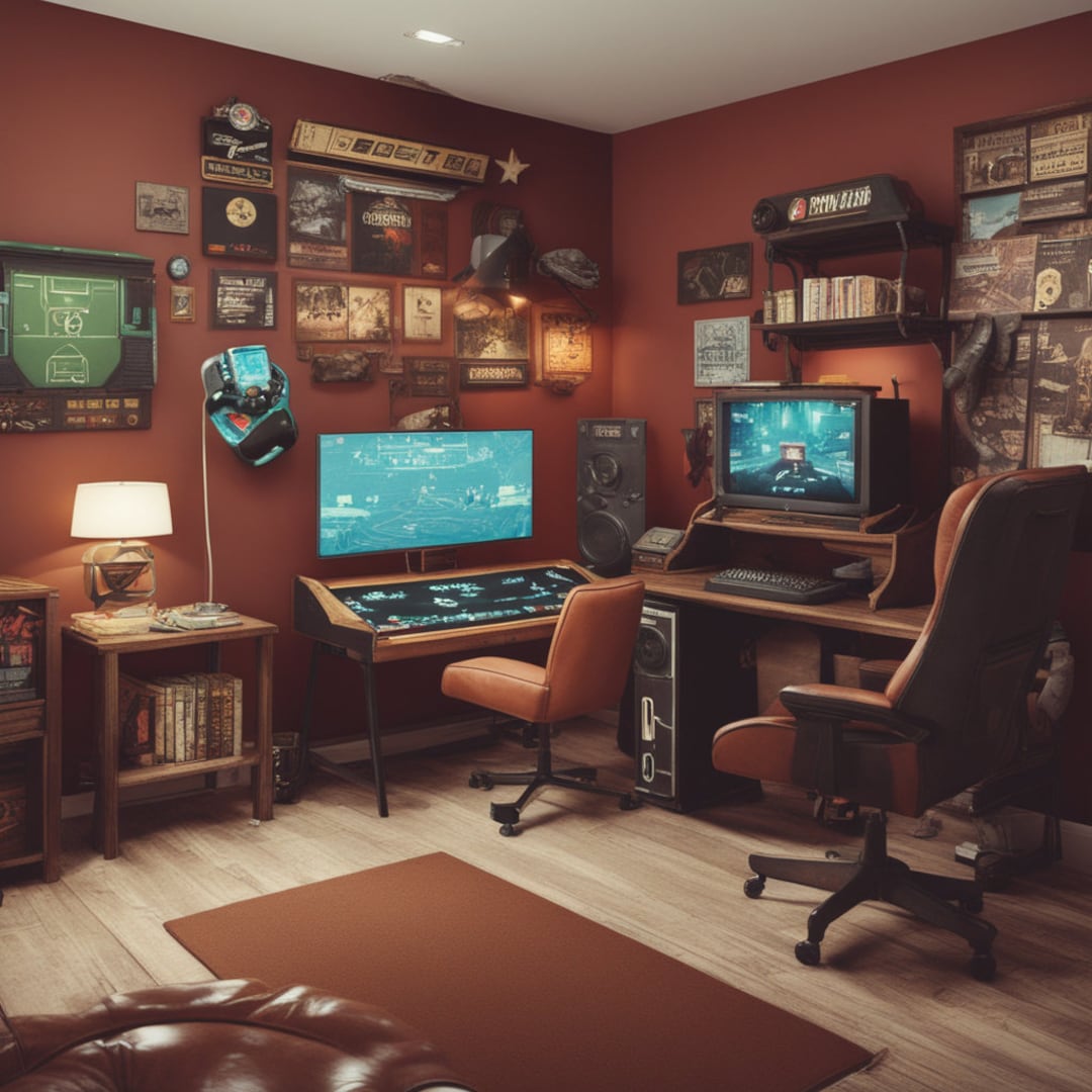 Gaming Room Vintage Theme , Digital Decor, Digital Wall Decor - Etsy