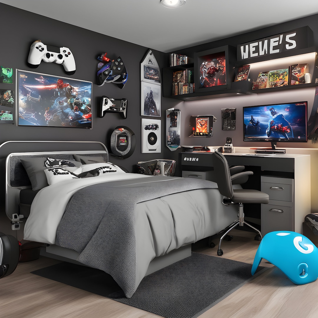 Gaming Bedroom Gaming Theme , Digital Decor, Digital Wall Decor - Etsy