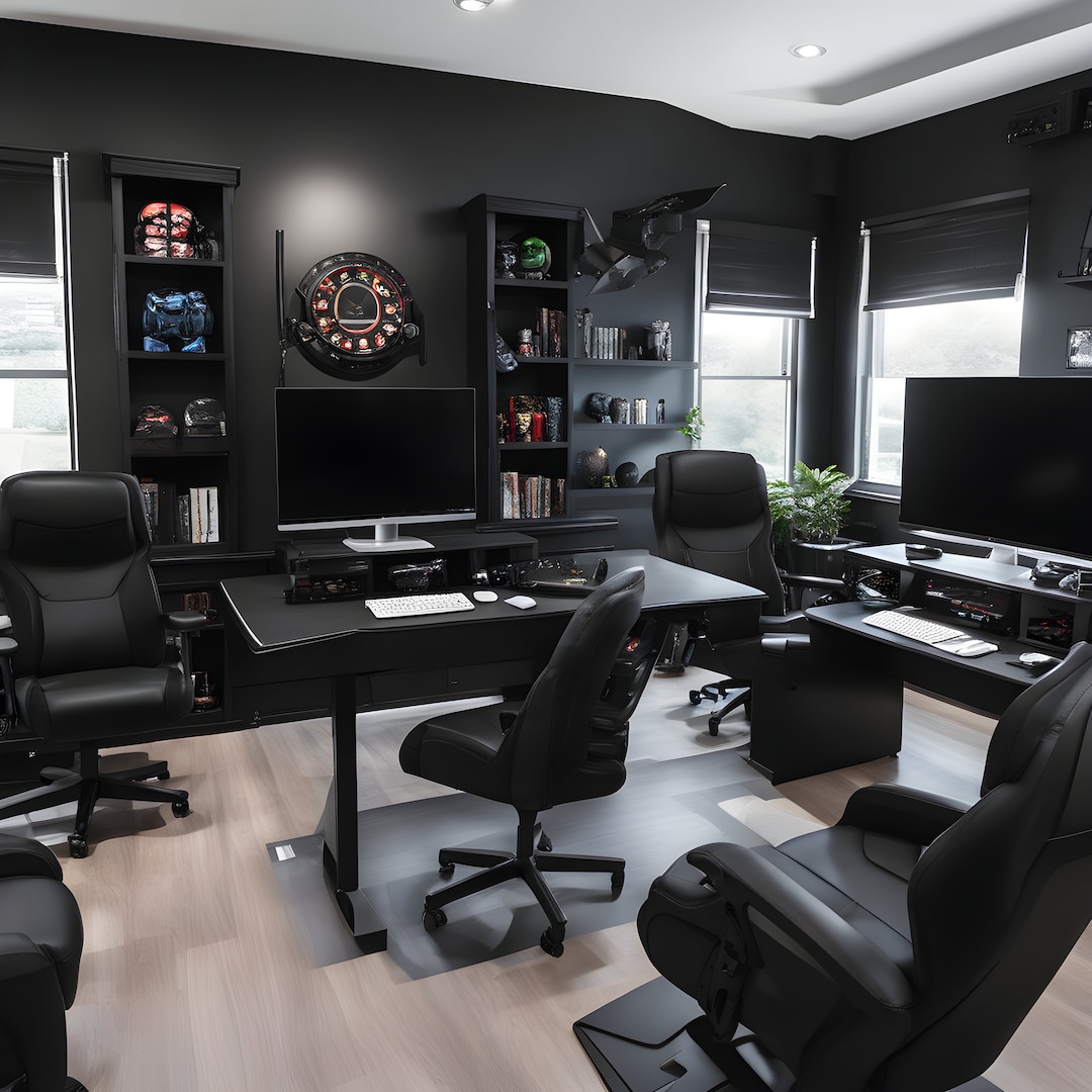 Black Themed Gaming Room , Digital Decor, Digital Wall Decor - Etsy