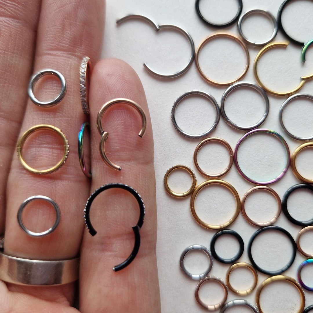 Surgical Steel Clicker Nose Ear Ring Piercing CZ Crystal Hoop Small ...