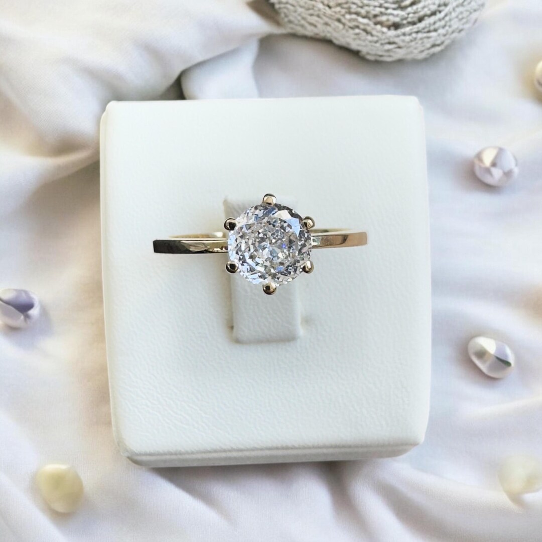 Ring With 1.00 Portuguese Cut Diamond - Classic Solitaire Engagement ...