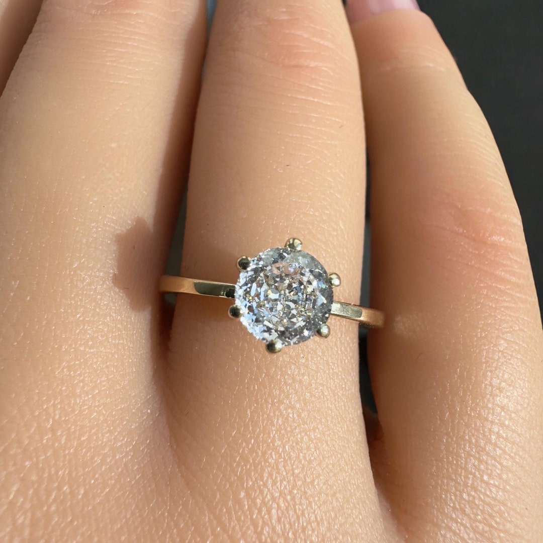 14K Gold Ring With 1.00 Portuguese Cut Diamond - Classic Solitaire ...