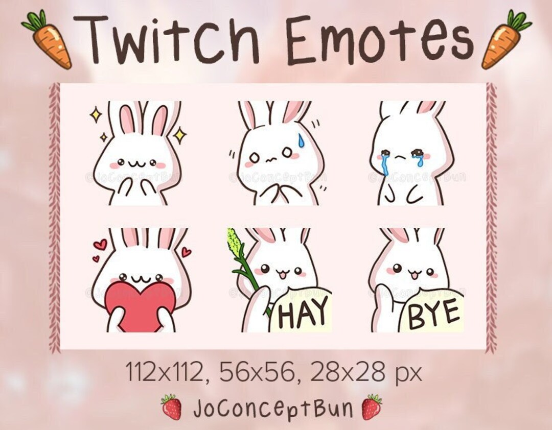 6 Bunny Twitch Emotes | Discord | Youtube | Cute White Rabbit Pack (set ...