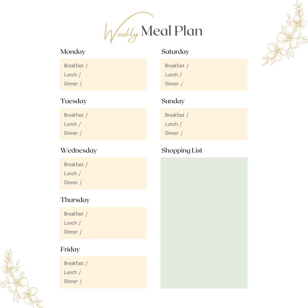 Modern Meal Plan| Meal Planner| Unique Meal Planner| Meal Planner ...