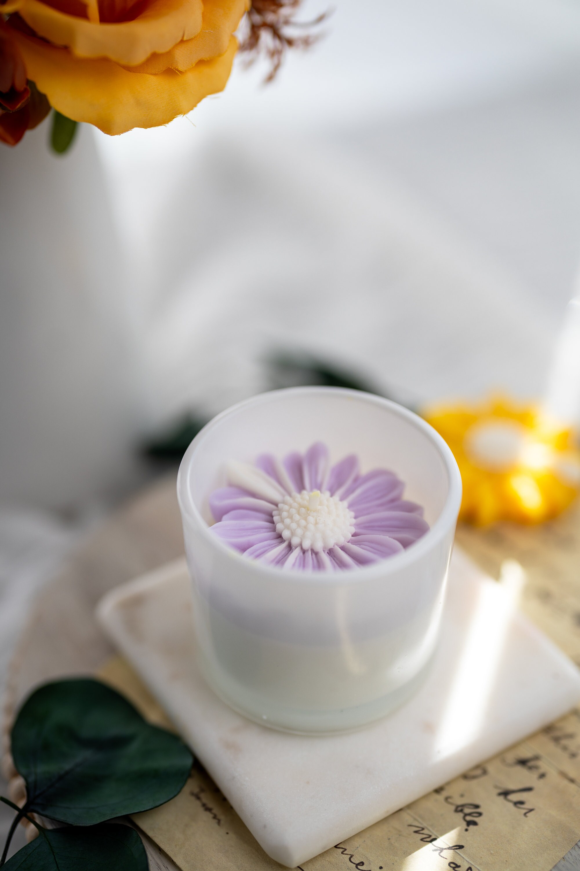 Daisy Flower Candle, Soy Candle, Flower Candle Favor,chamomile Candle ...