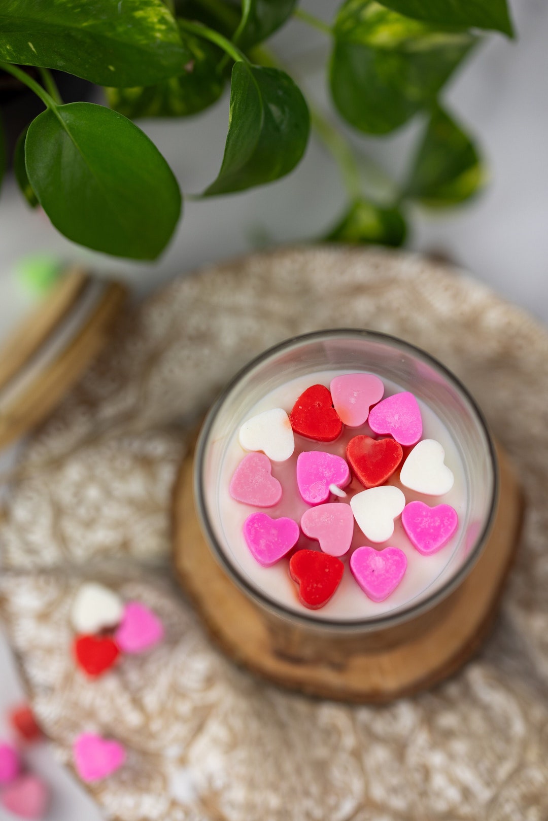 Falling Hearts Jar Candle Heart Wax Melts Valentines Day Candle Love ...