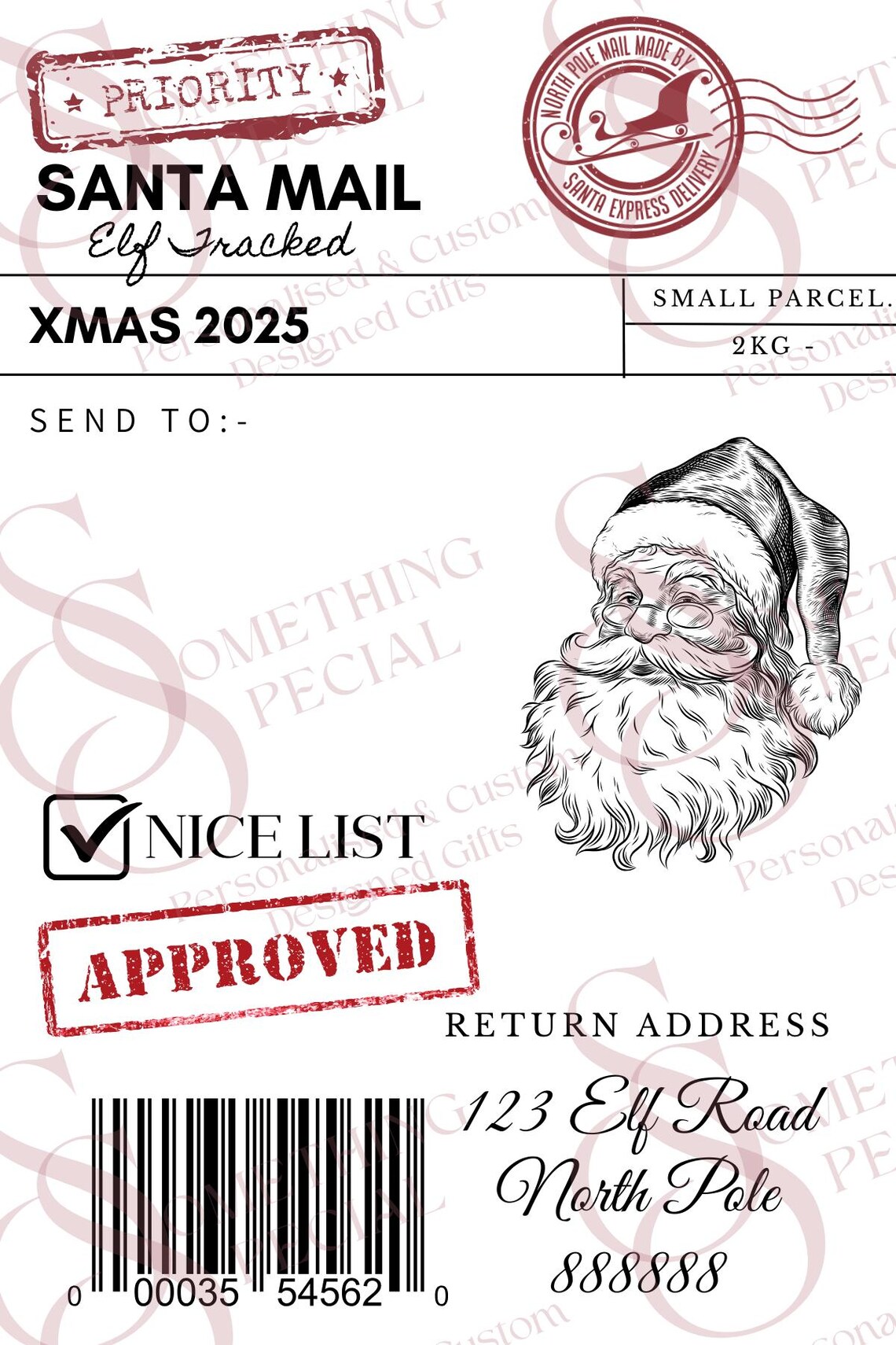 Personalised North Pole Express Postage Label 5 Designs | Santa Special ...