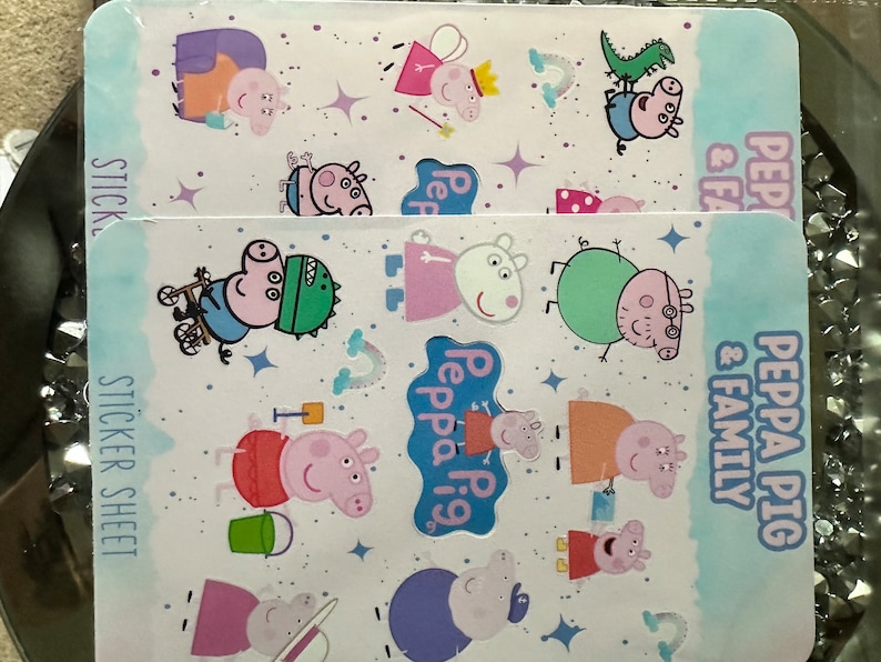Peppa Pig Sticker Sheets Personalised Waterproof Stickers Custom Peppa ...