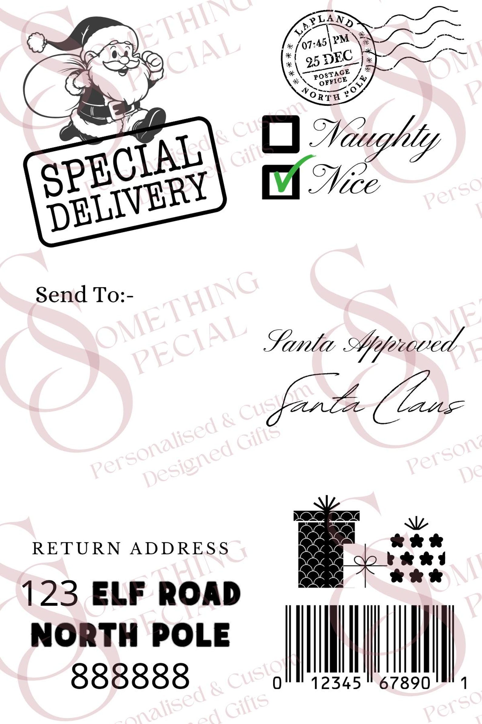 Personalised North Pole Express Postage Label 5 Designs | Santa Special ...