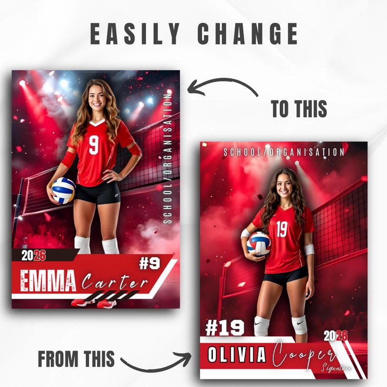 Volleyball Senior Night Poster: Editable Red Sport Banner Homecoming ...