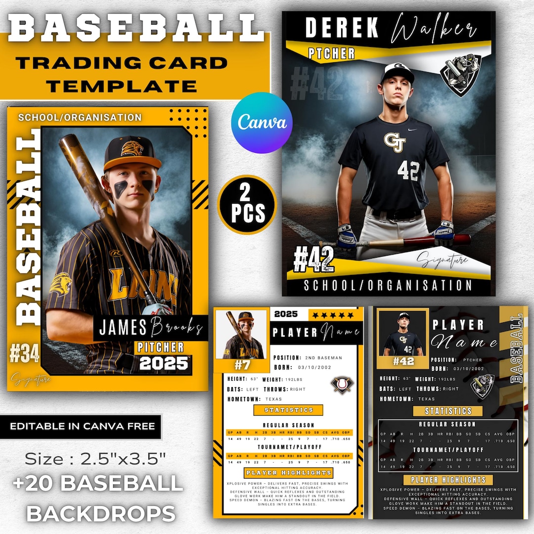 Baseball Card Template | Custom Double-sided Canva Design | DIY Sports ...