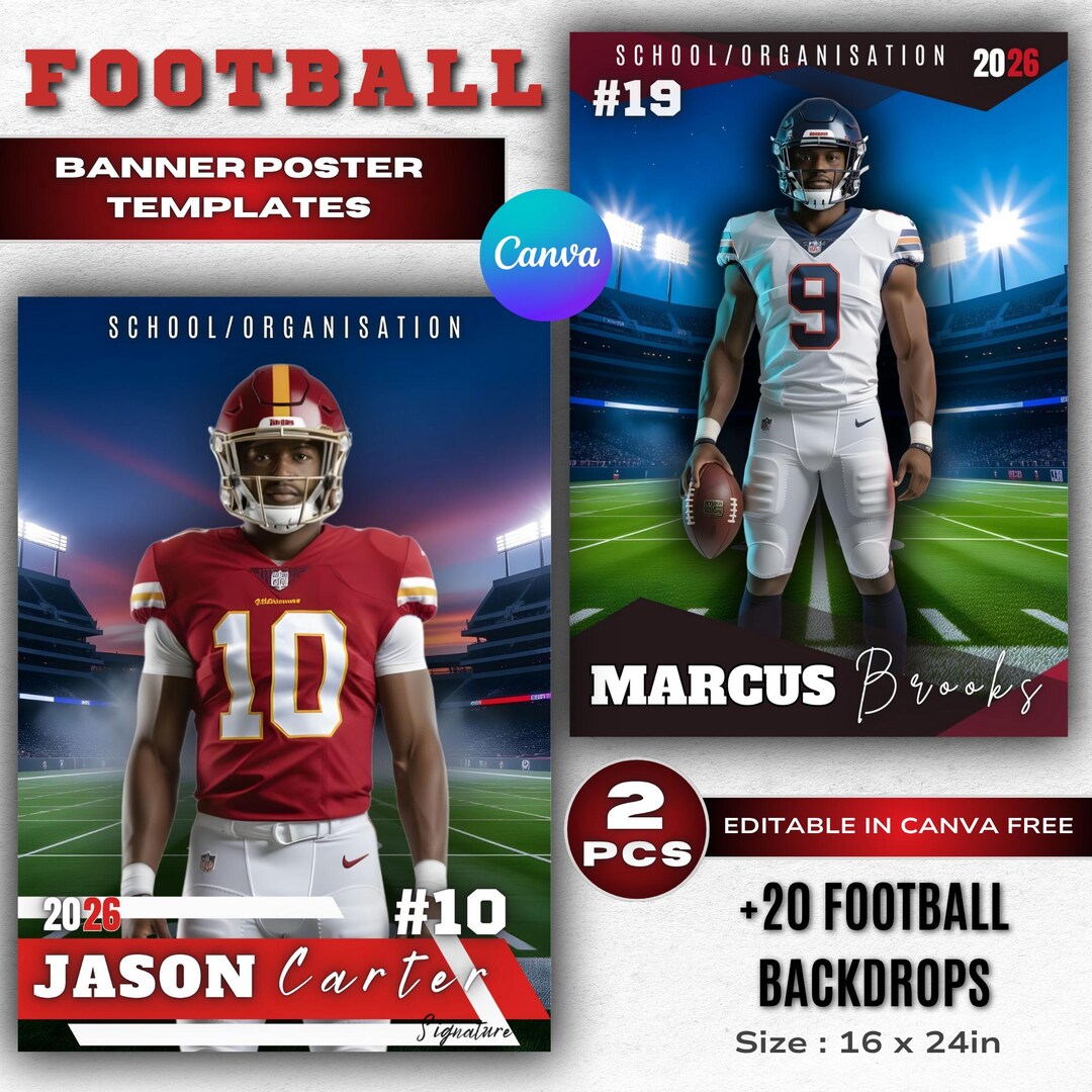 Football Poster Canva Templates | Customizable Banner Editable Template ...