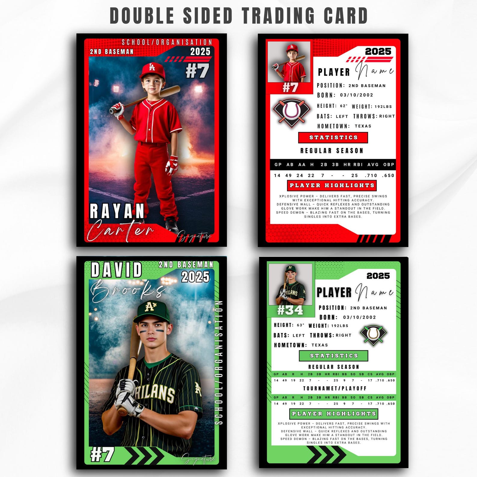 Editable Baseball Card Template | Double-sided Canva Design | DIY ...