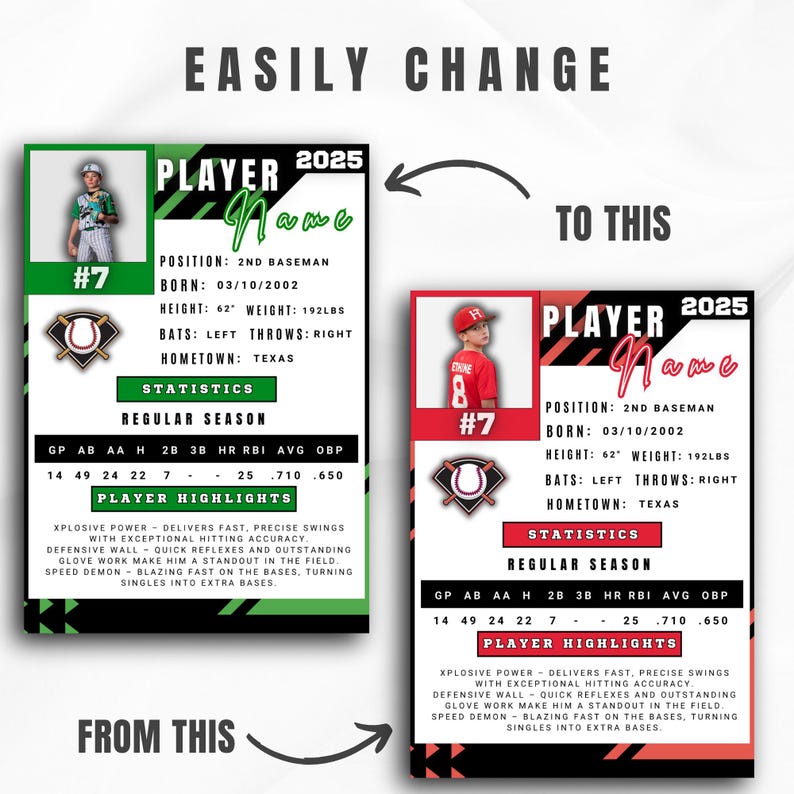 Customizable Baseball Trading Card Template | Double-sided Canva Design ...