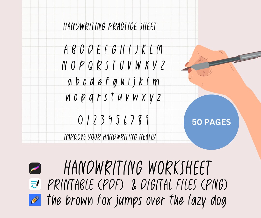 Cute Handwriting Hand Lettering Sheet Penmanship Practice,neat ...