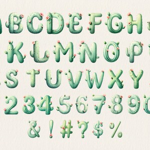 Cactus Watercolor Clipart Bundle Western PNG Alphabet With Cute Cowboy ...
