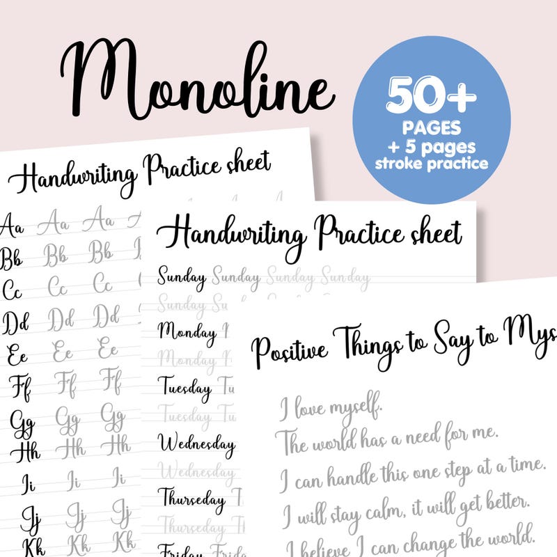 Monoline Practice Sheet - Etsy