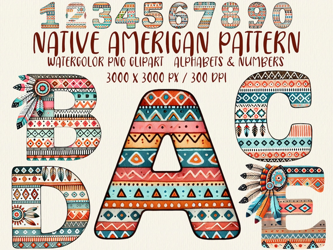 Native American Pattern Alphabet PNG Clipart Tribal Letter Designs Boho ...