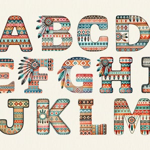 Native American Pattern Alphabet PNG Clipart Tribal Letter Designs Boho ...