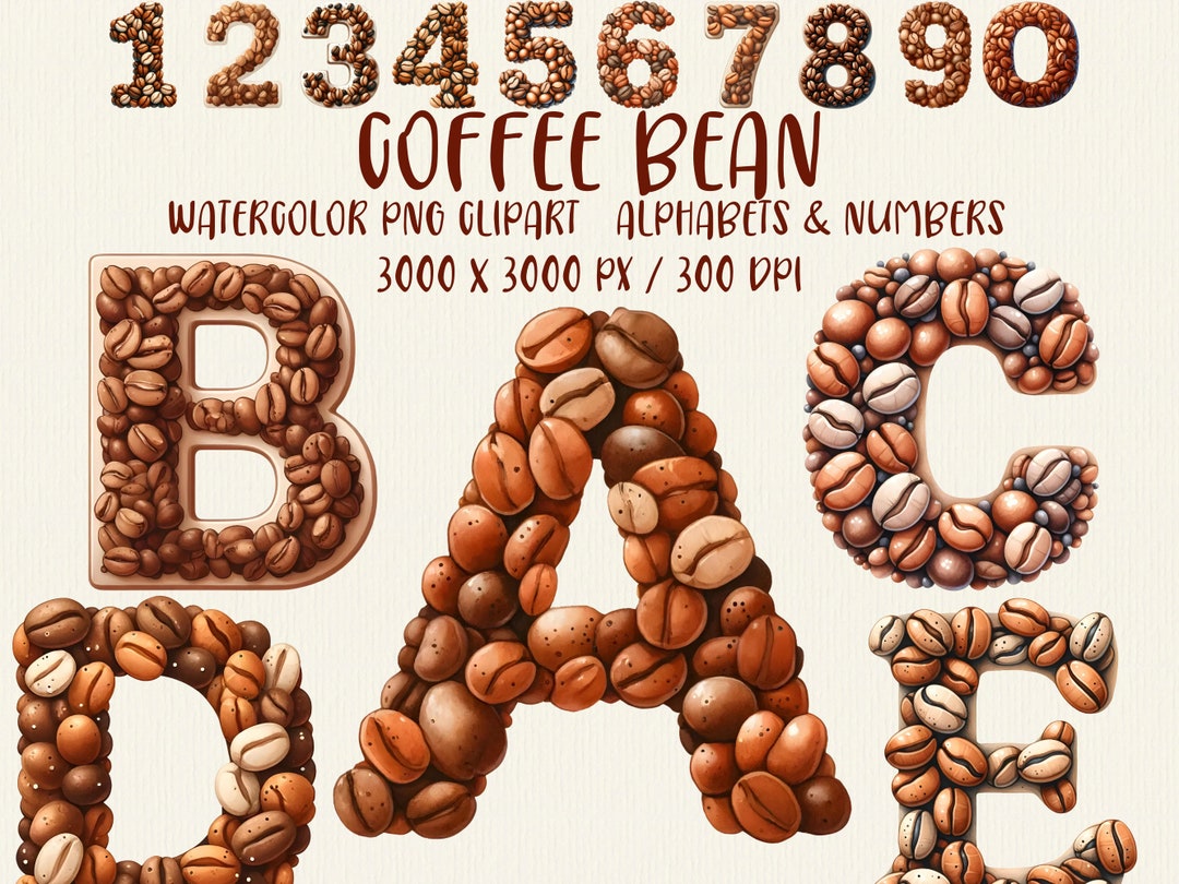 Coffee Alphabet Clipart Watercolor Coffee Letter PNG Drinks Clipart ...