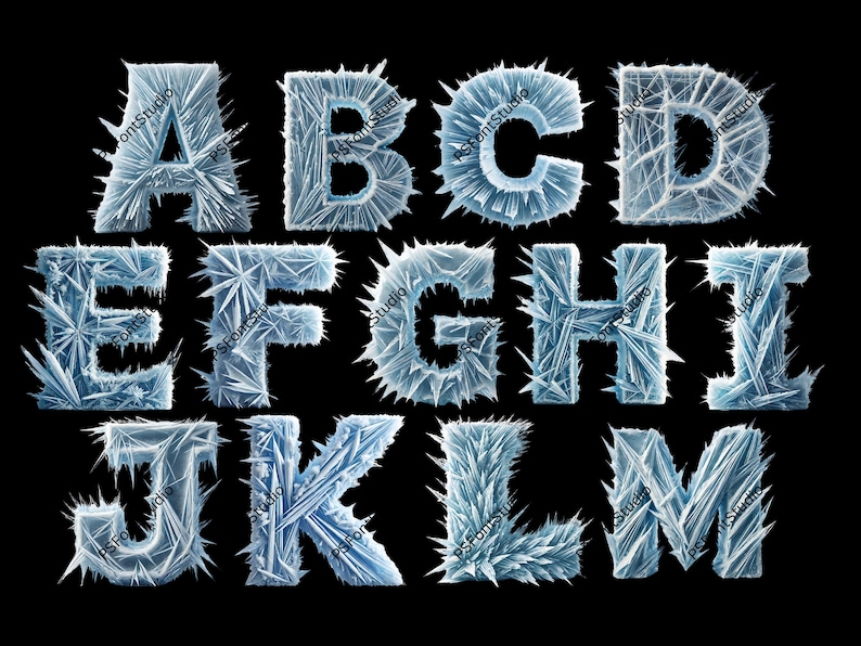 Ice Crystal Alphabet Clipart Frosty Winter Letters Frozen Themed Letter ...