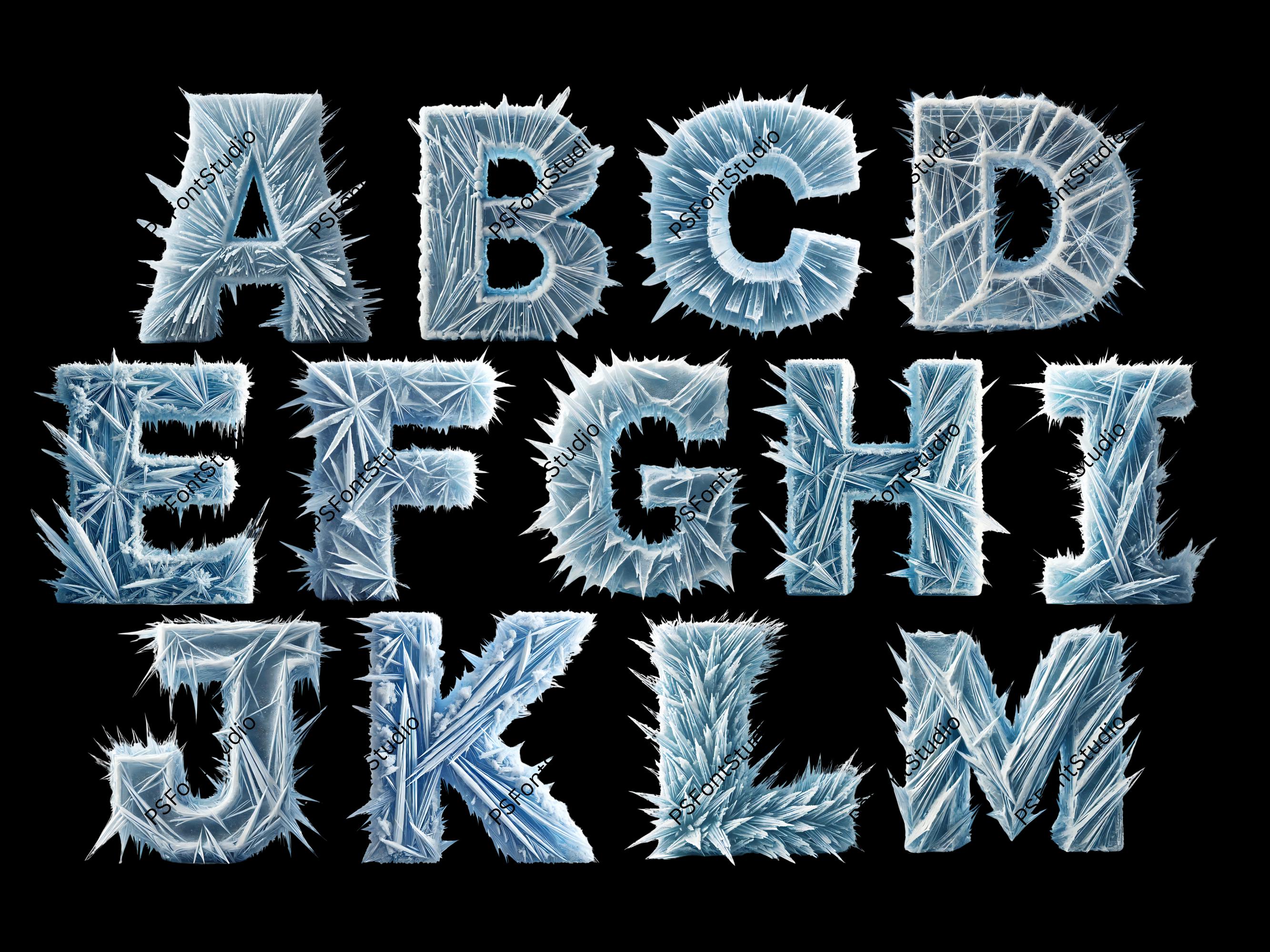 Ice Crystal Alphabet Clipart Frosty Winter Letters Frozen Themed Letter ...