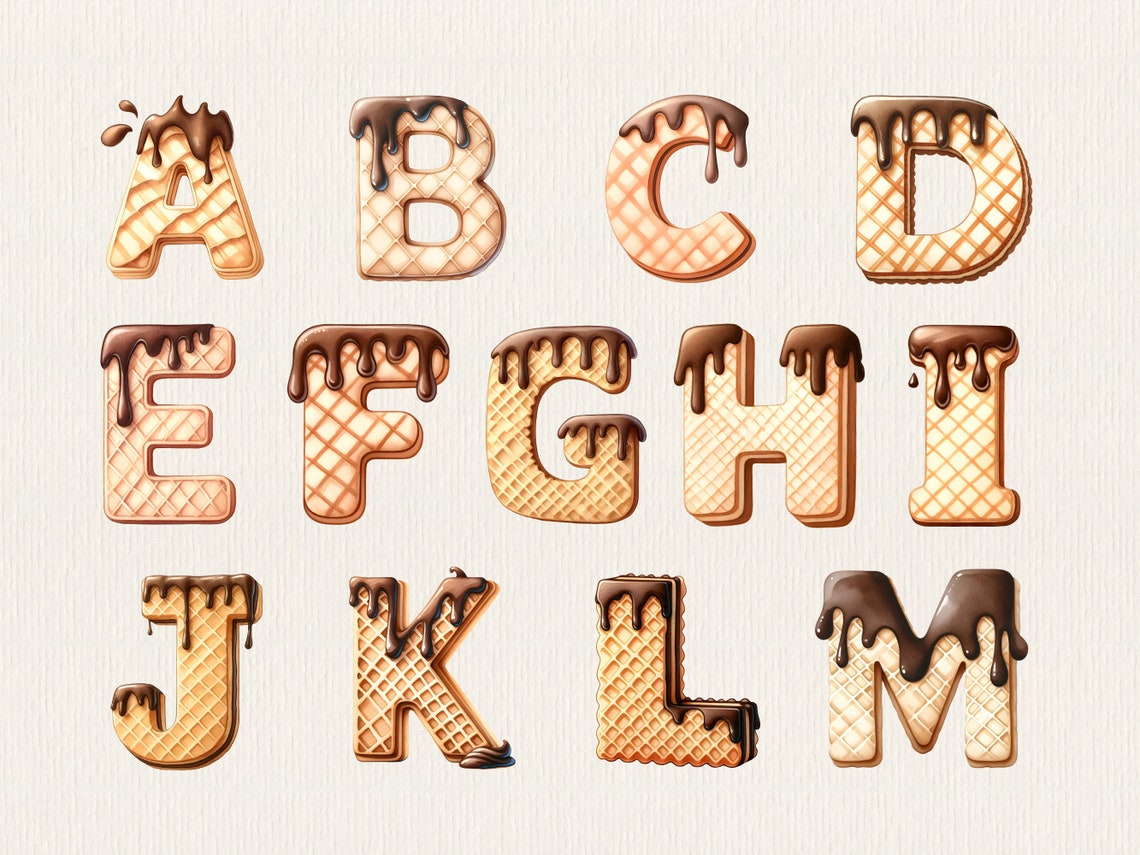 Ice Cream Alphabet Letters PNG SVG Bundle, Chocolate Magical Candy ...